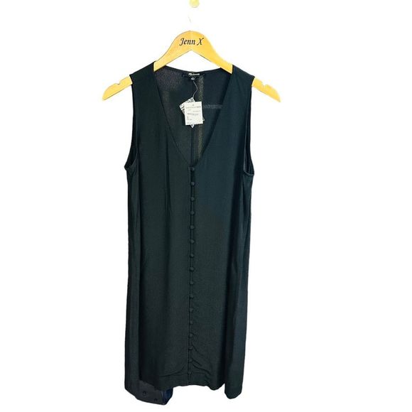 Madewell | Dresses | Nwt Madewell Black Sleevless Button Up Front Dress ...